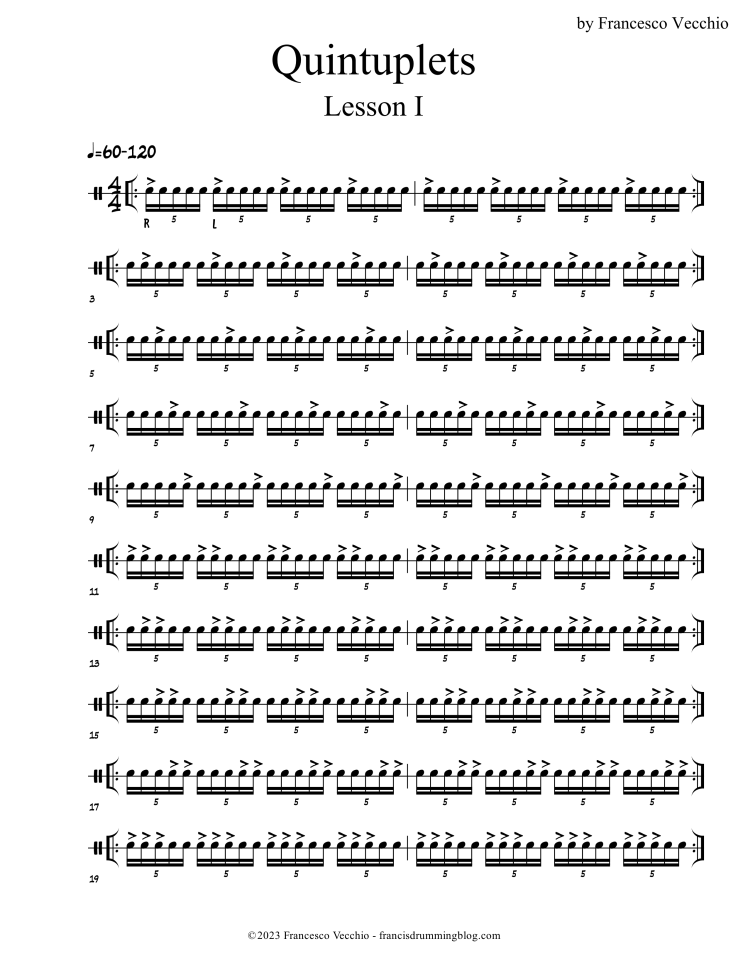 Quintuplets Drum Lesson 1 – Francis' Drumming Blog