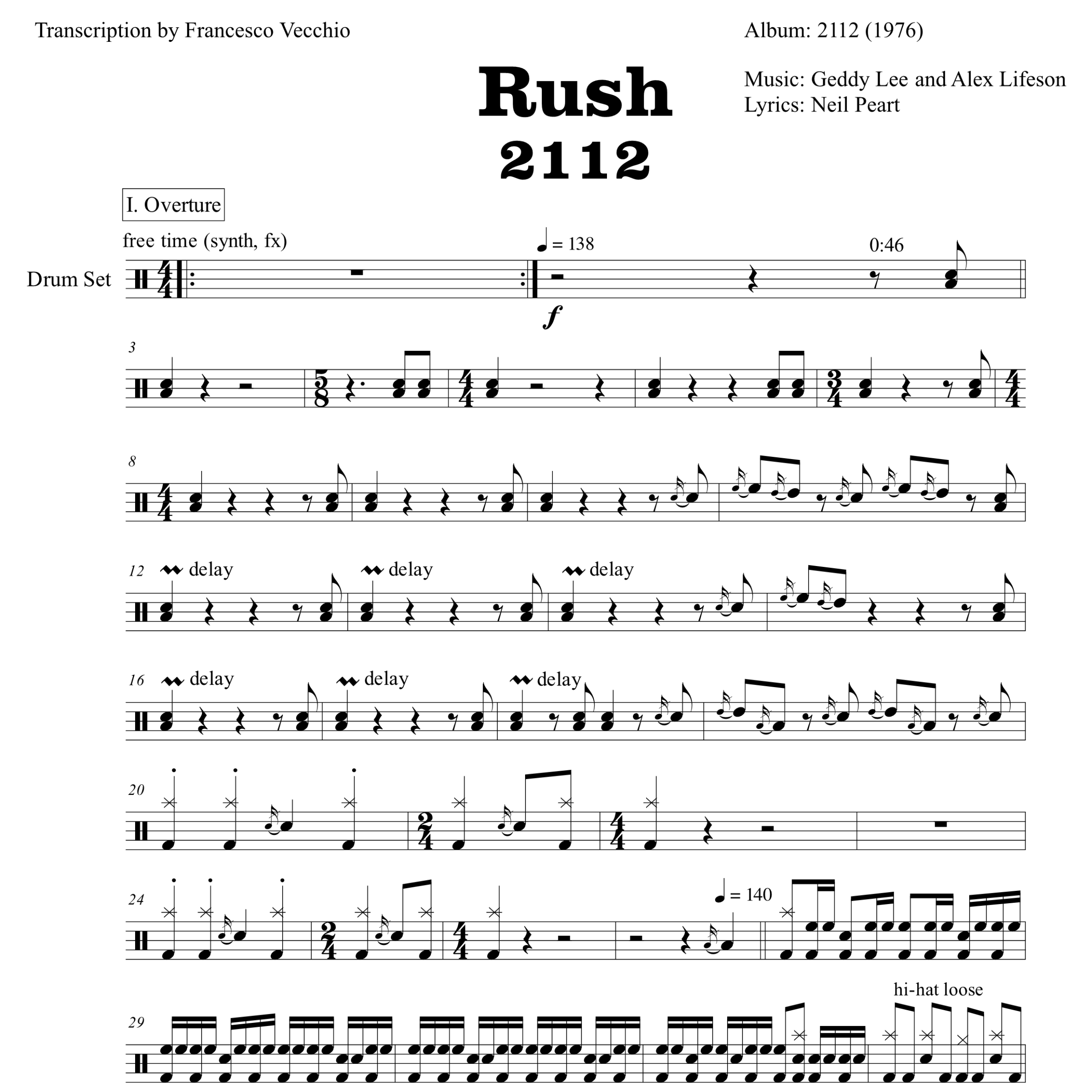 Neil Peart: Rush – Subdivisions (Full Drum Transcription) – Francis ...