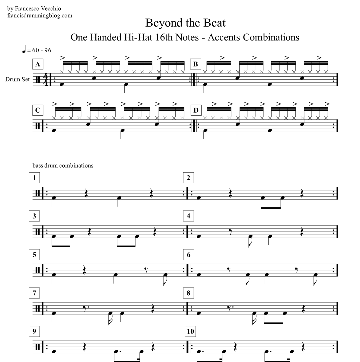 Beyond the Beat: One-Handed Hi-Hat 16th Notes – Accent Combinations ...