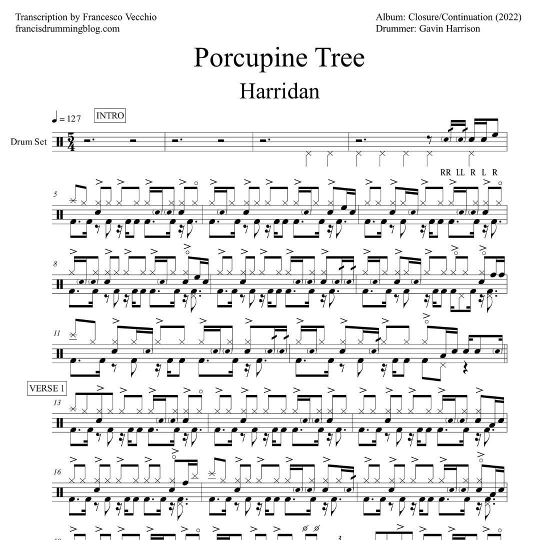 Gavin Harrison: Porcupine Tree – Harridan (Full Drum Transcription ...
